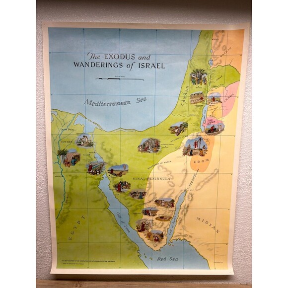 Art | 1966 Exodus Wandering Of Israel Sunday School Map Luterans Aid ...